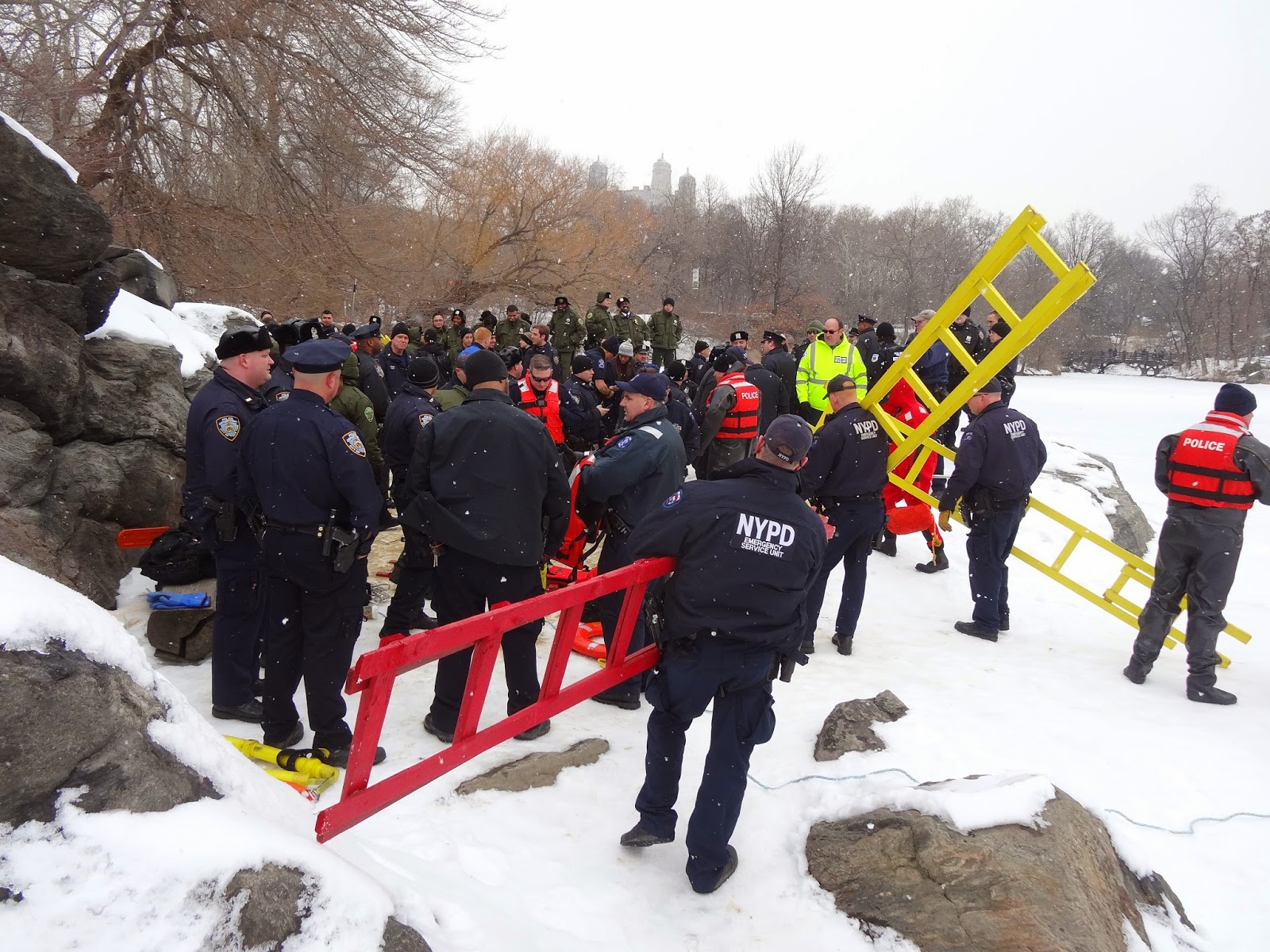 A Walk in the Park: Central Park: NYPD Conducts Ice Rescue Training