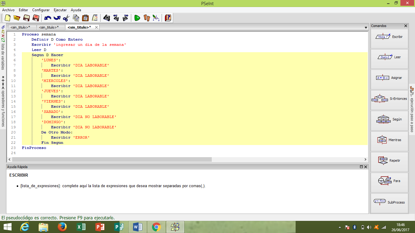PROGRAMACIÓN BÁSICA EN PSEINT: Ejercicios