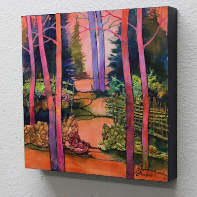 CAROL NELSON FINE ART BLOG: Mixed Media Tree Landscape Collage, "Pink ...