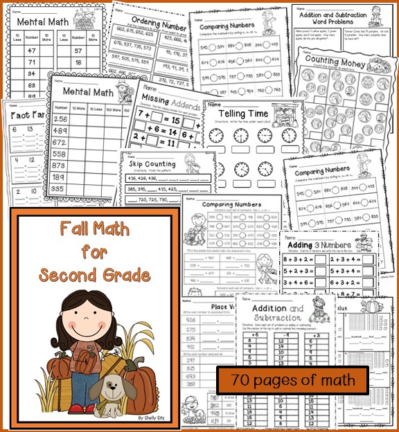 Place Value Scarecrows and 3 Free Fall Math Worksheets - Second Grade ...