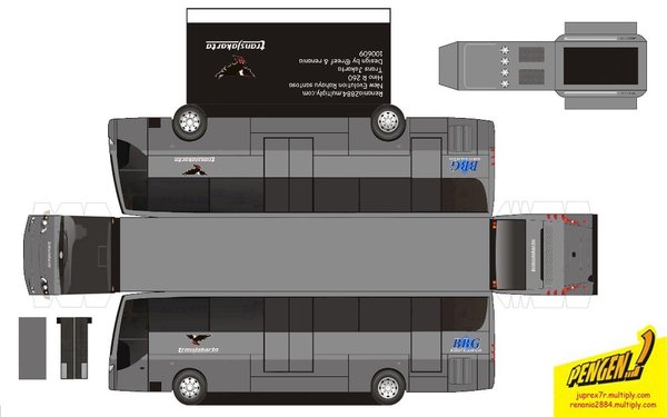 desain papercraft gratis: bus Trans-Jakarta