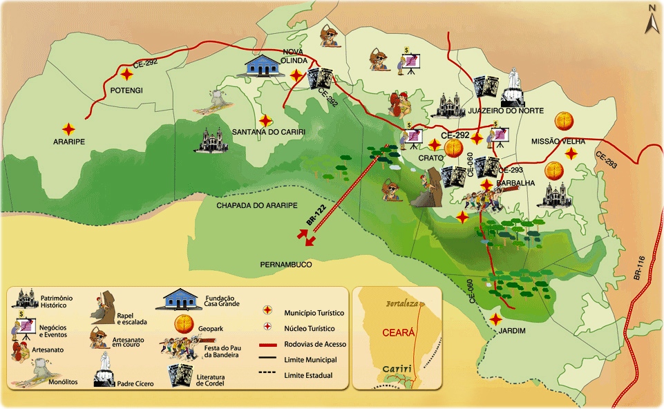 POR UM CARIRI MELHOR: MAPA REGIÃO TURÍSTICA DO CARIRI - CEARÁ