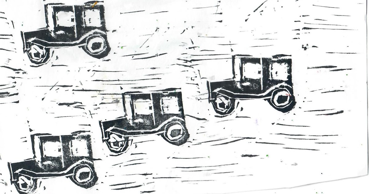 David's art: Linocut Printed Cars
