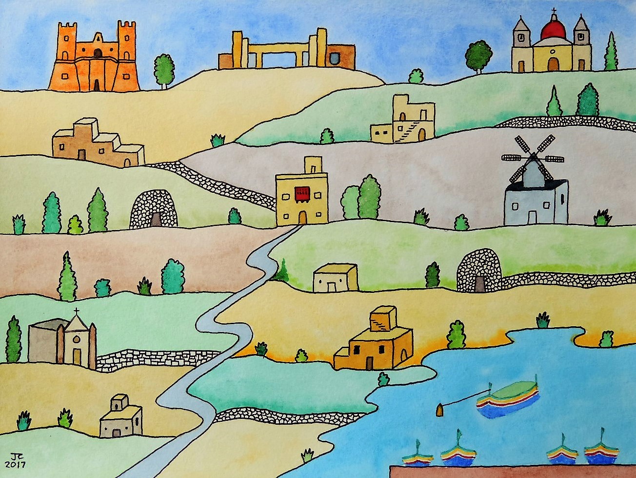 Dun Giljan's Blog: A Malta scene - in watercolors