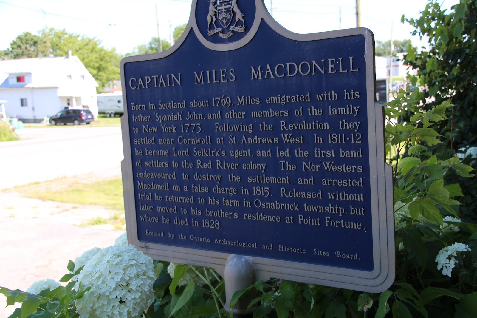 Memorials in Ottawa: Captain Miles Macdonell Plaque