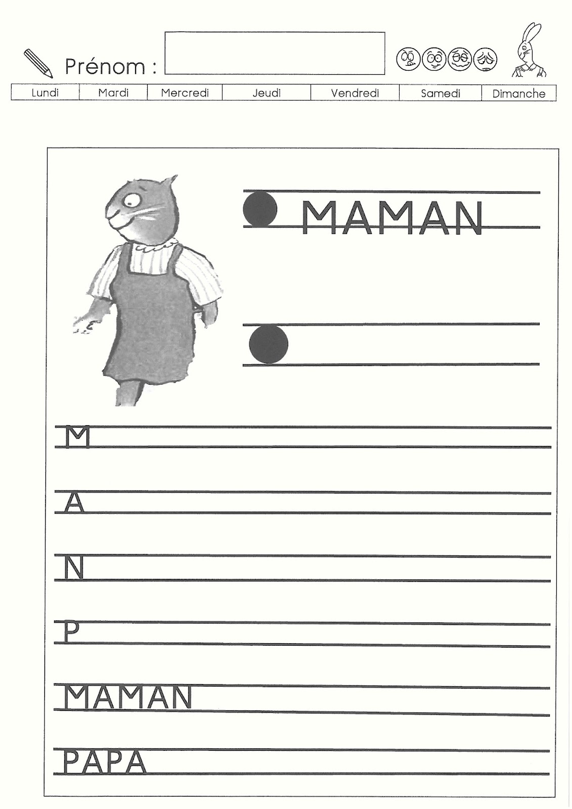 Maternelle: La rentrée de la mâitresse, exploitation, graphisme