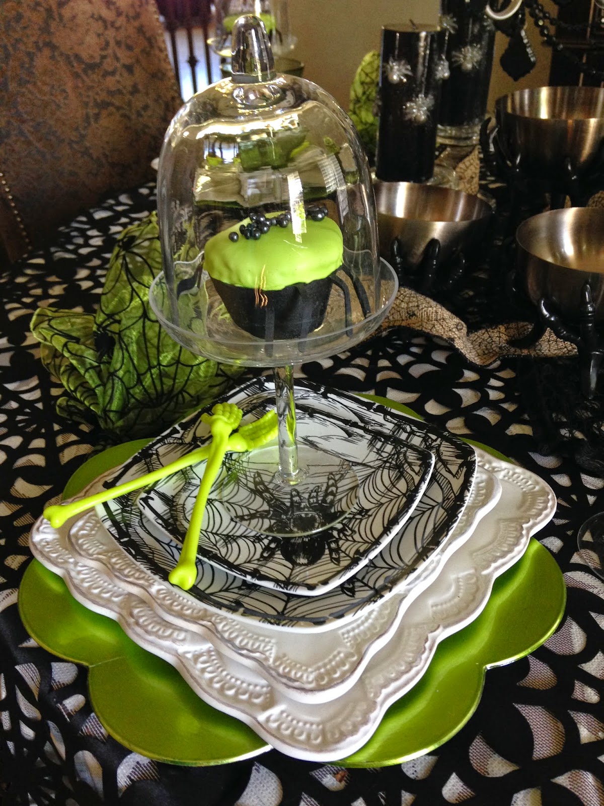 Spiders Under Glass Table - Purple Chocolat Home