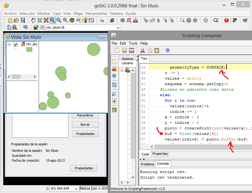 Scripting en gvSIG: csv y buffer – másquesig