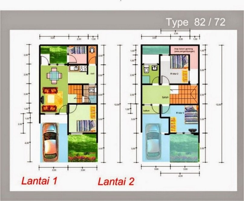 MODEL DENAH RUMAH 8X12 DUA LANTAI TERLIHAT MINIMALIS | MODELRUMAHE.com
