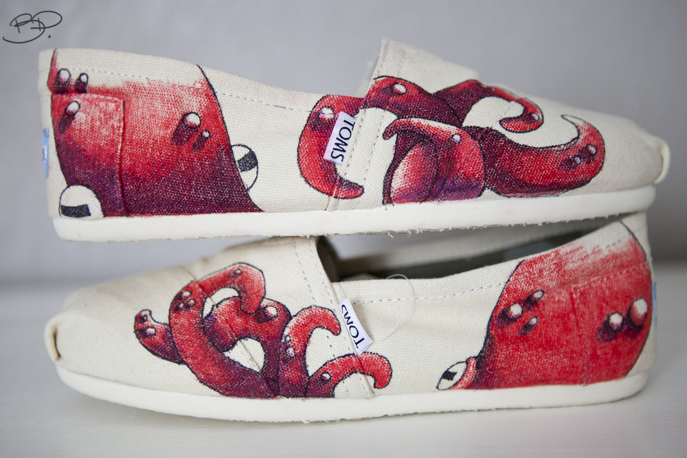 Benjamin Paras: Red Octopus Custom TOMS Shoes