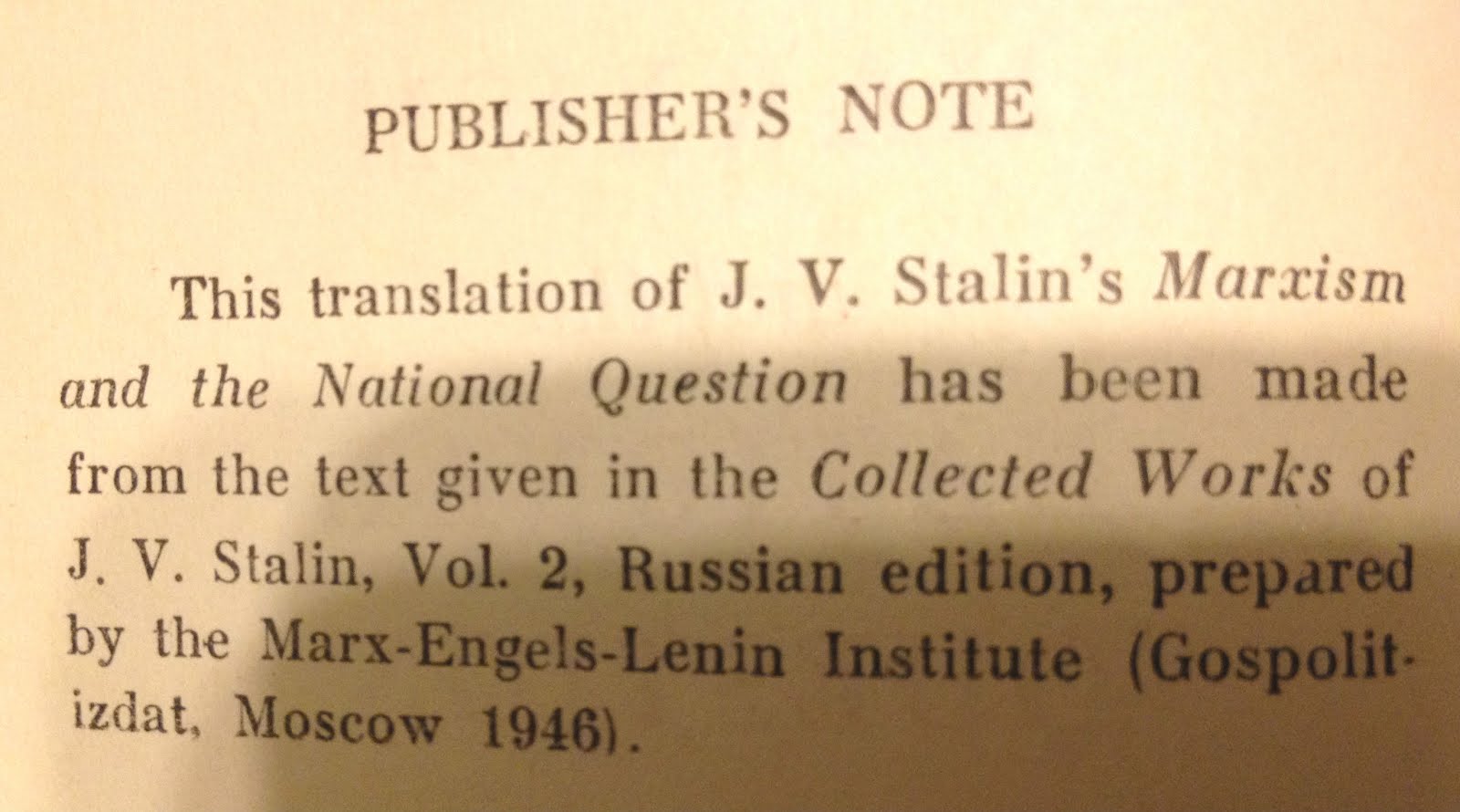 Papergreat: Stalin's "Marxism and the National Question"