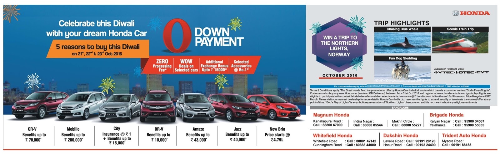 Zero (0) down payment, zero processing fee and many more offers on ...