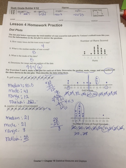 Mrs. Meadows 6th Grade Math VMS: Dot Plots