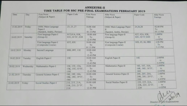 SSC 2019 PreFinal Exams Time Table ~ MANNAMweb.com
