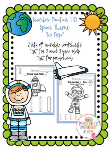 Tracing Numbers 1-10 Space Theme ~ Preschool Printables