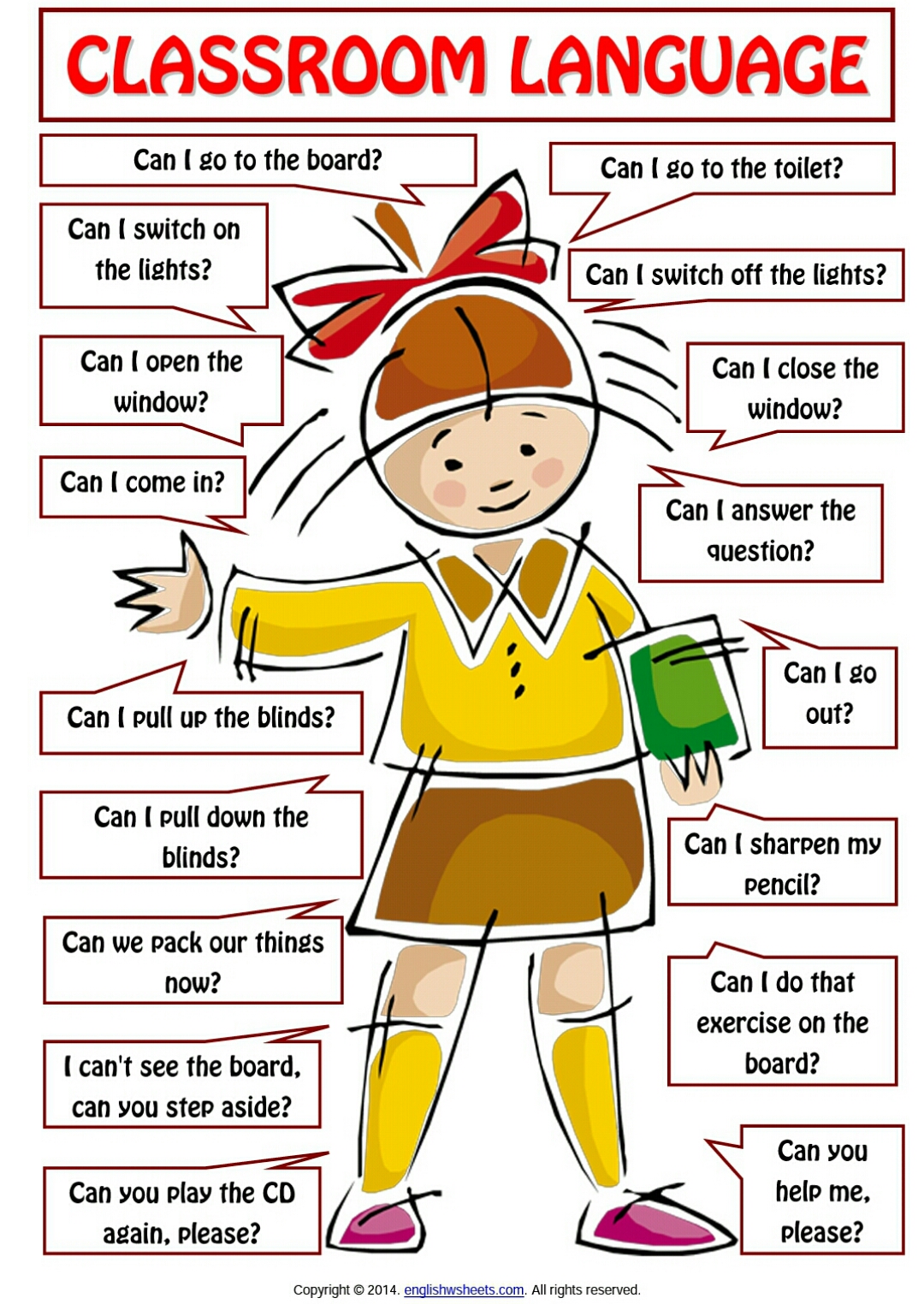 Classroom Language For Students Poster Worksheet Classroom Language For Students Poster Worksheet