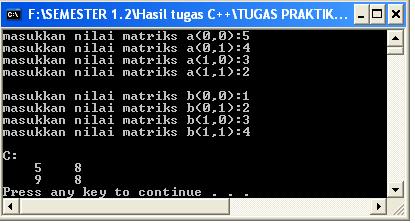 CRISTAL PROGRAMMING WORLD: PROGRAM MATRIKS DALAM DEV C++