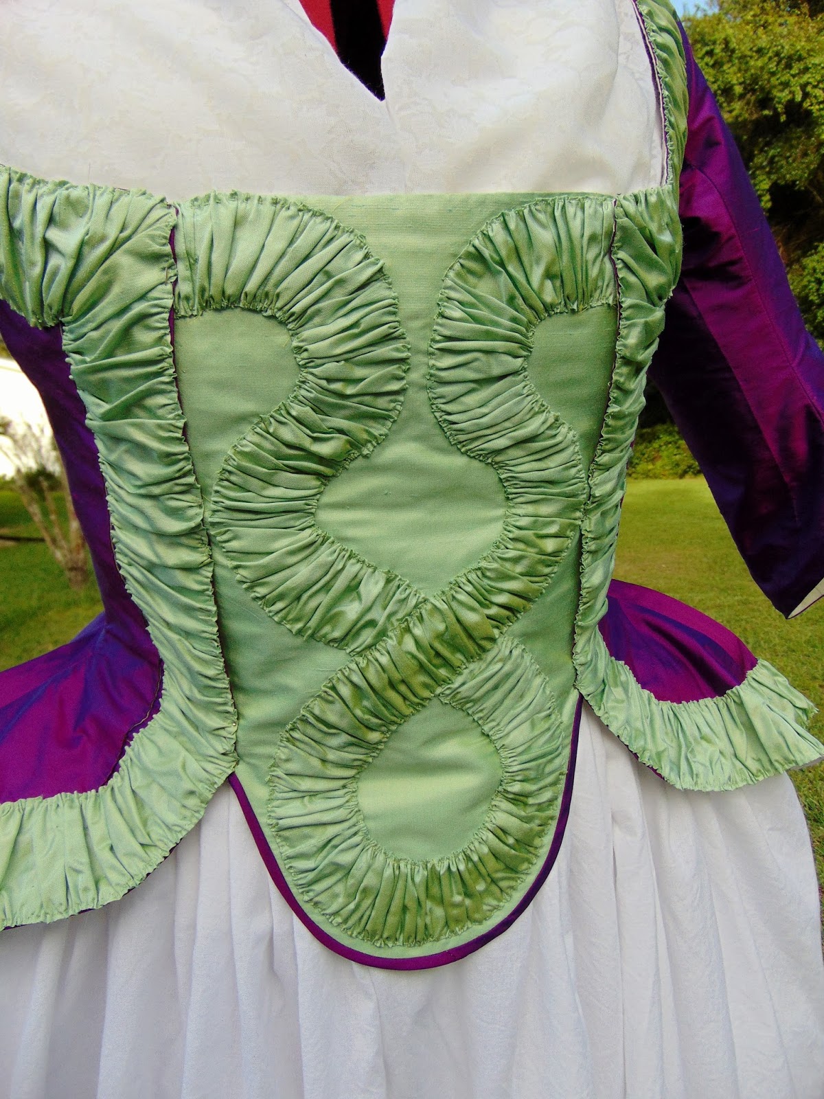 The Antique Sewist: Casaquin Jacket - Purple & Green Silk