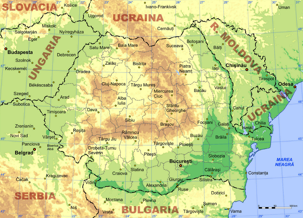 ROMANIA - GEOGRAPHICAL MAPS OF ROMANIA
