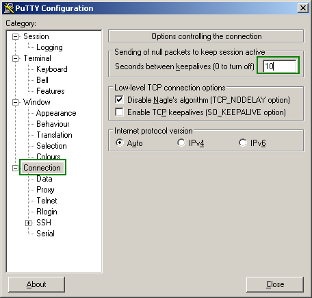 Oracle: Avoid Inactive PUTTY session
