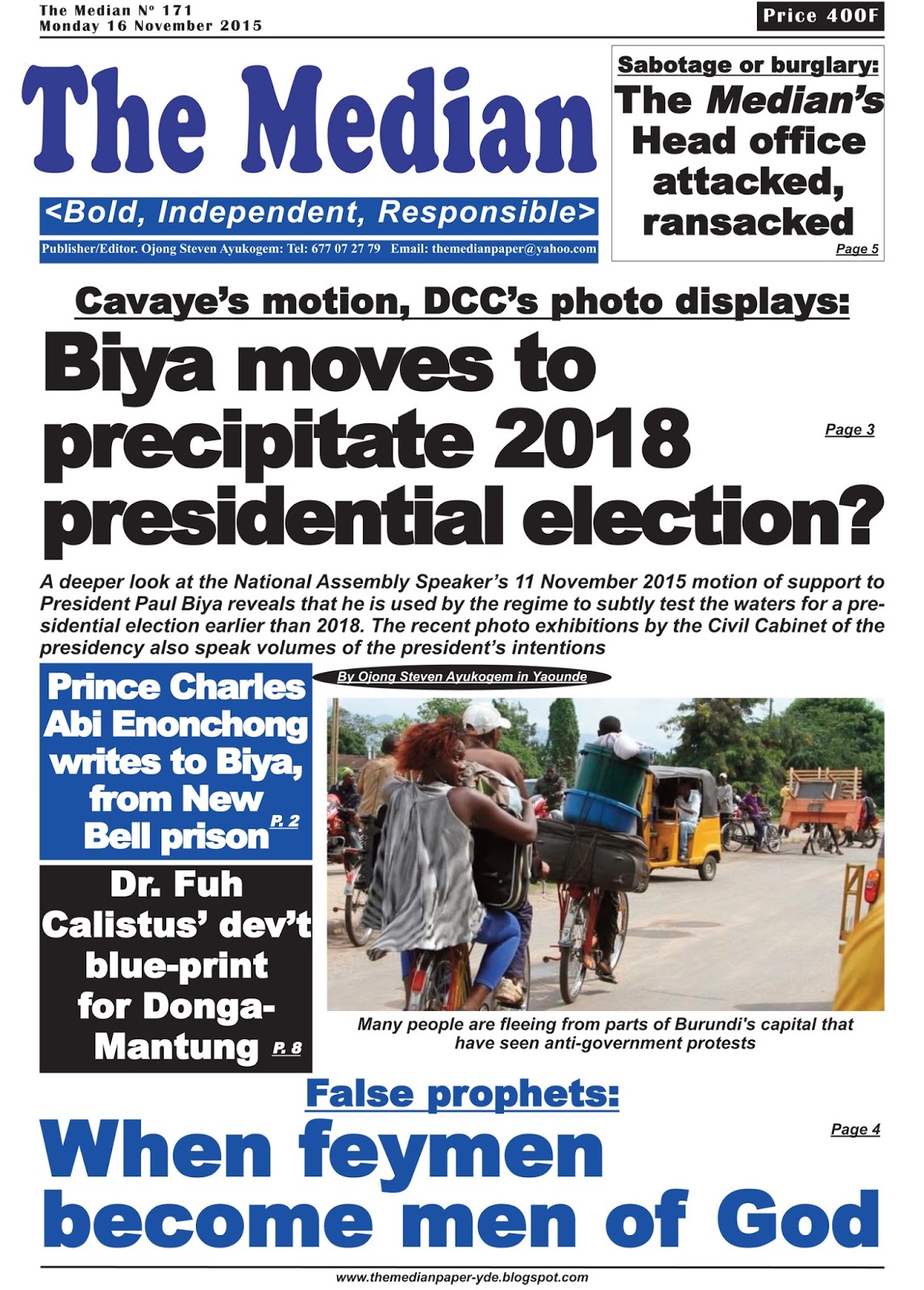 The Median Newspaper: Front page