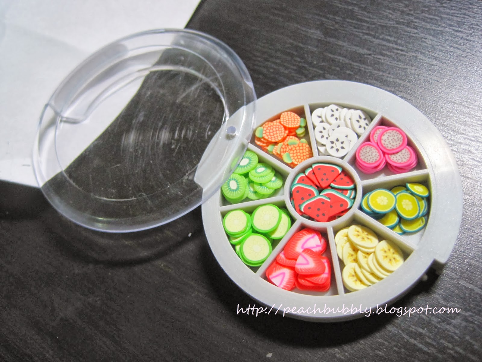 peachbubbly: Fimo Fruit Slices on Yogurt Nail Art