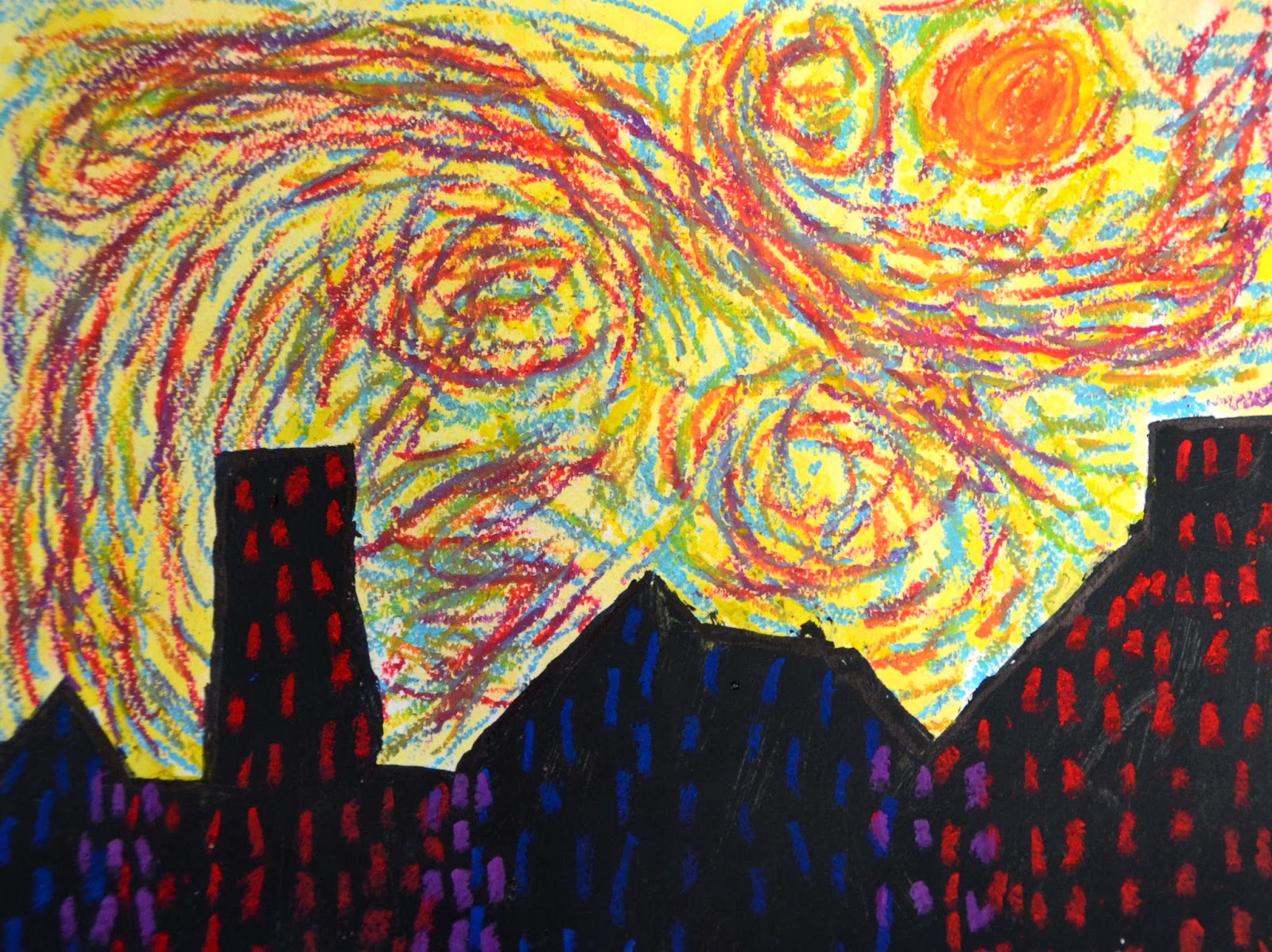 The New Hope Art Gallery: Middle School Art: Starry Nights Inspired by ...