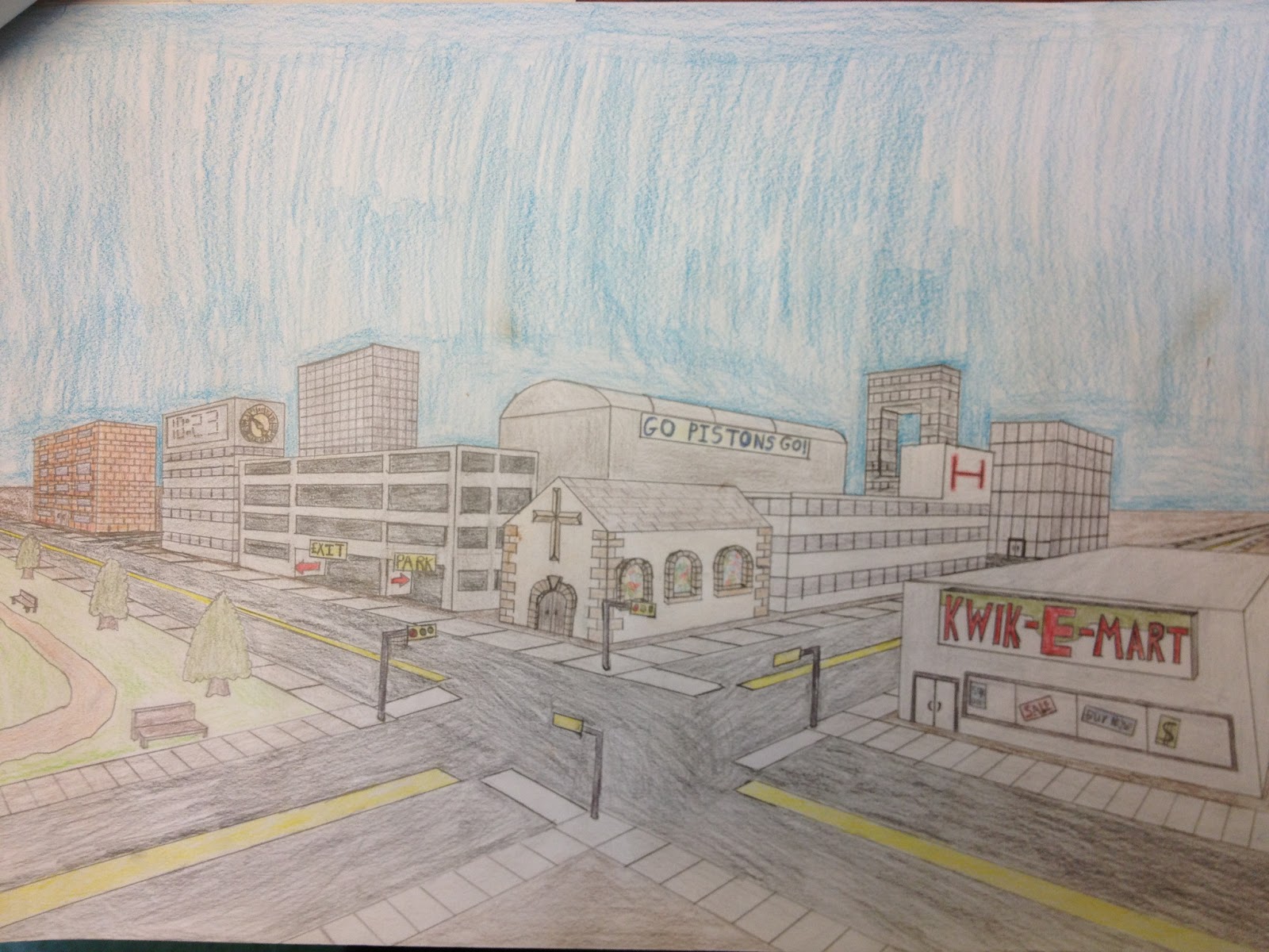 Mr. Sterken's Class: City Scape 2 Point Perspective Drawings