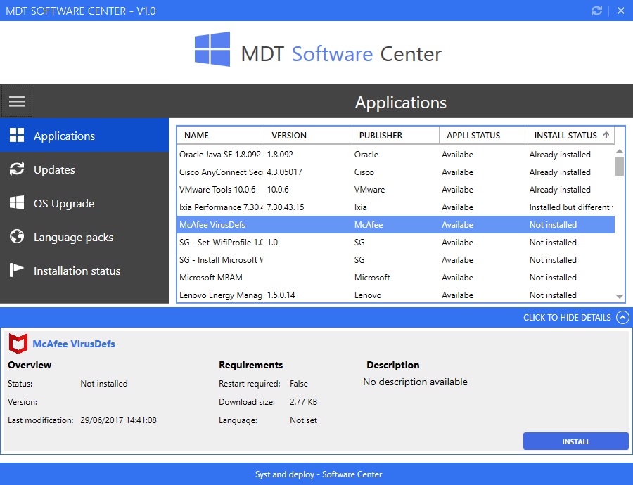 Powershell tool: Software Center for MDT | Syst & Deploy