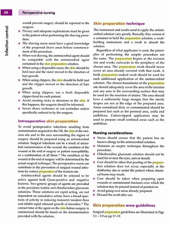 Ward, OR/DR Requirements in MSHC: Skin Preparation of Areas Guidelines