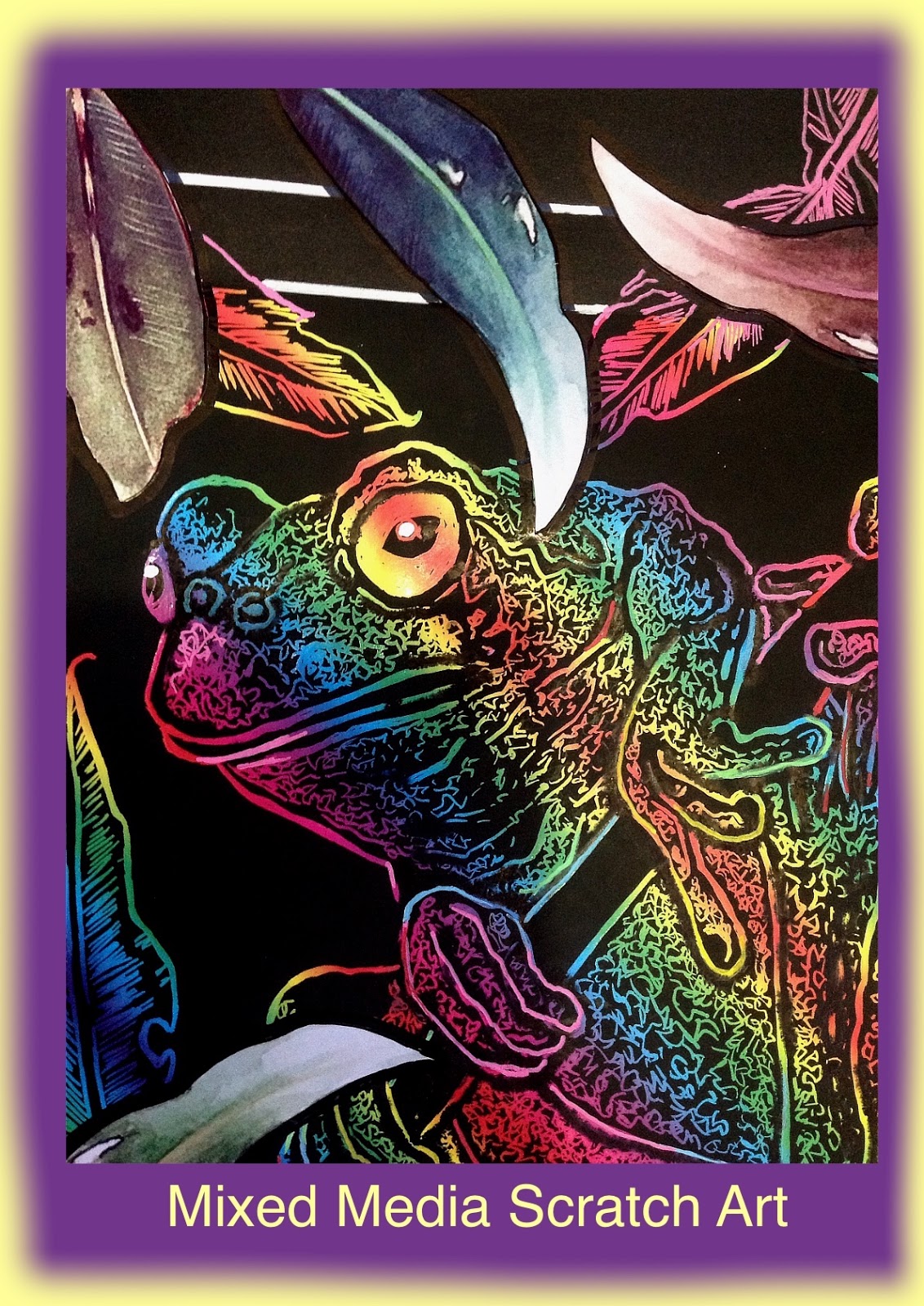 MIXED MEDIA SCRATCH ART - Frogs