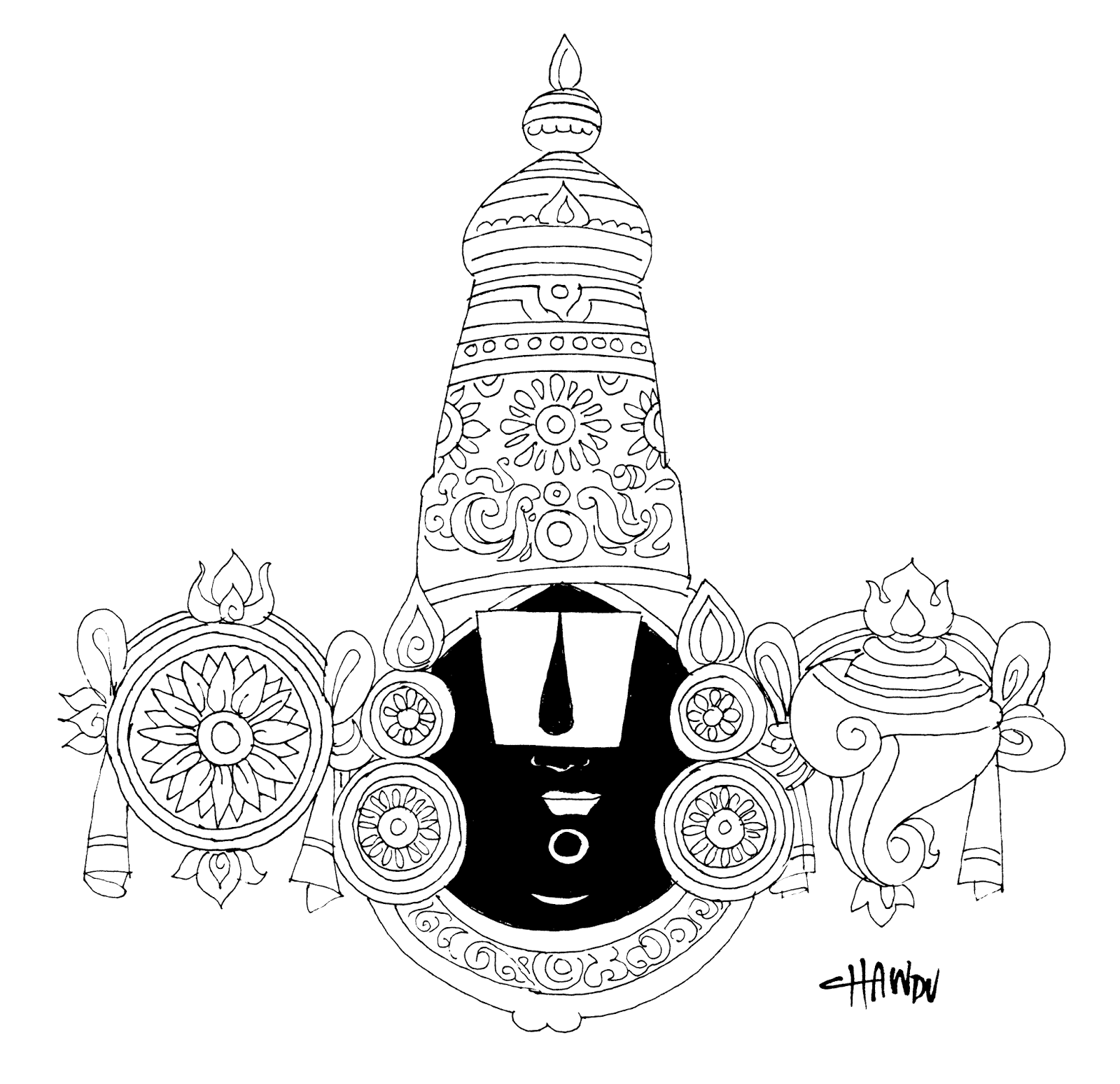 Tamil Cliparts: Venkatachalapathi Line Drawings for invitations