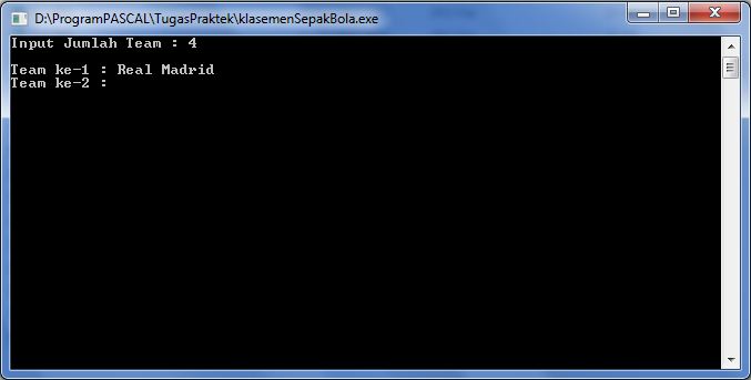 Membuat Contoh Program Klasemen Sepak Bola dengan PASCAL