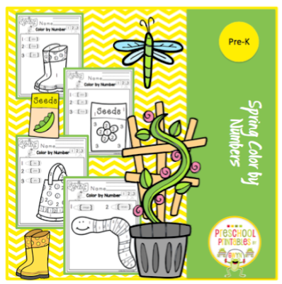 Spring Color by Numbers "No Prep" ~ Preschool Printables