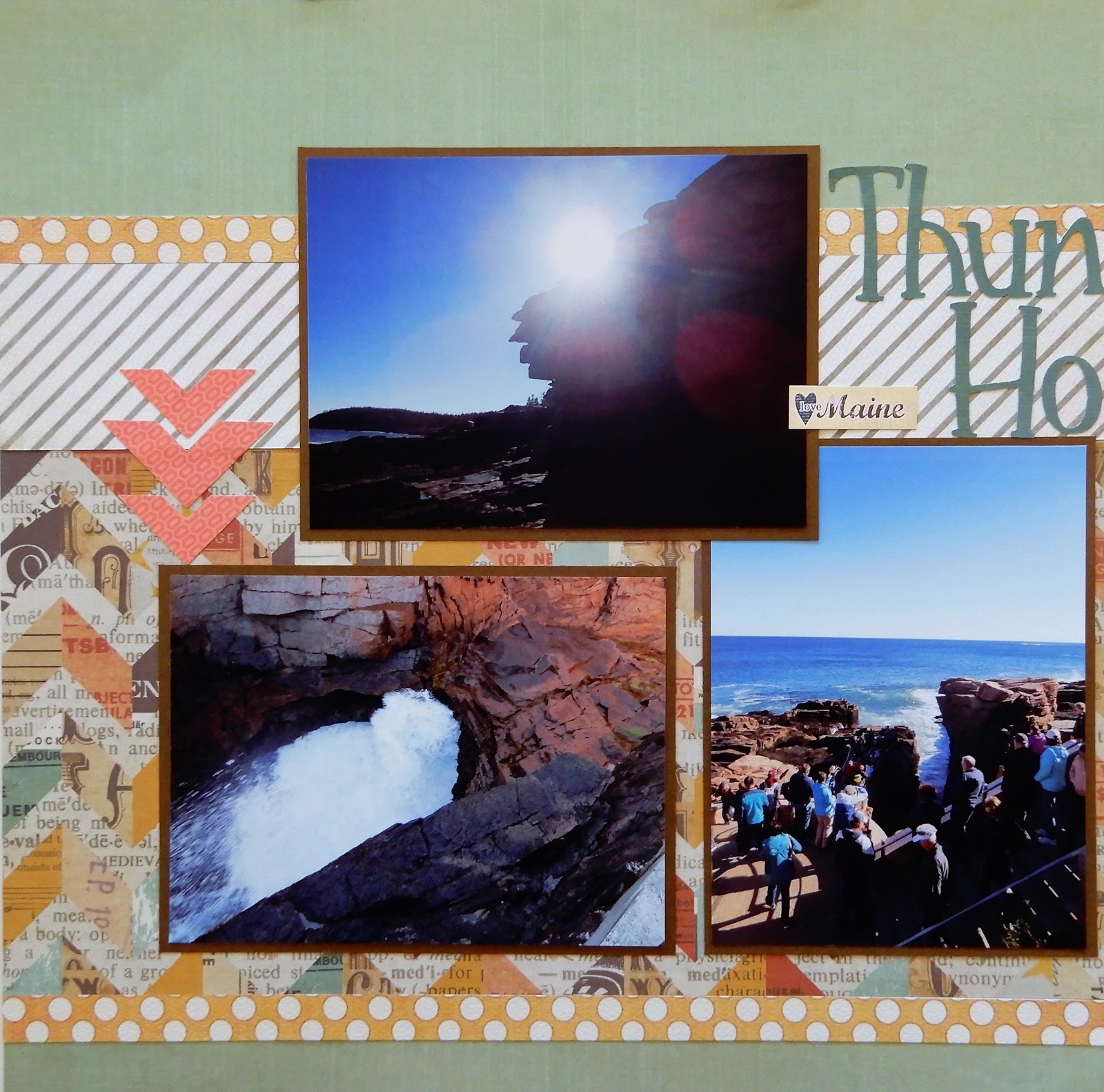 Random Memories: Two Page Scrapbook Layout - "Thunder Hole"
