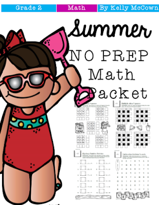 Kelly McCown: Summer Review NO PREP Math Packet for 2nd to 3rd Grade