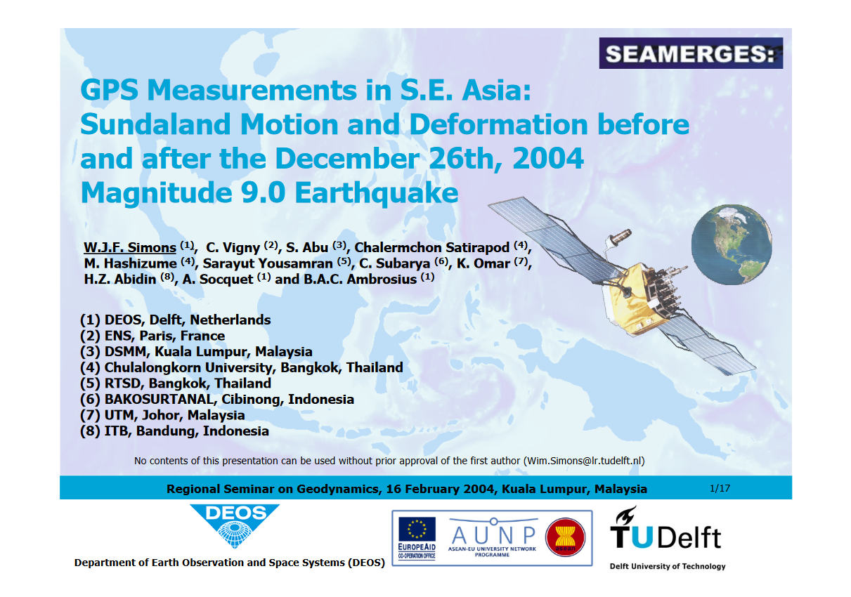 GTVRG TSUNAMI DISASTER 2004 DATABASE: SEAMERGES AT WORK: DOCUMENTS (1)