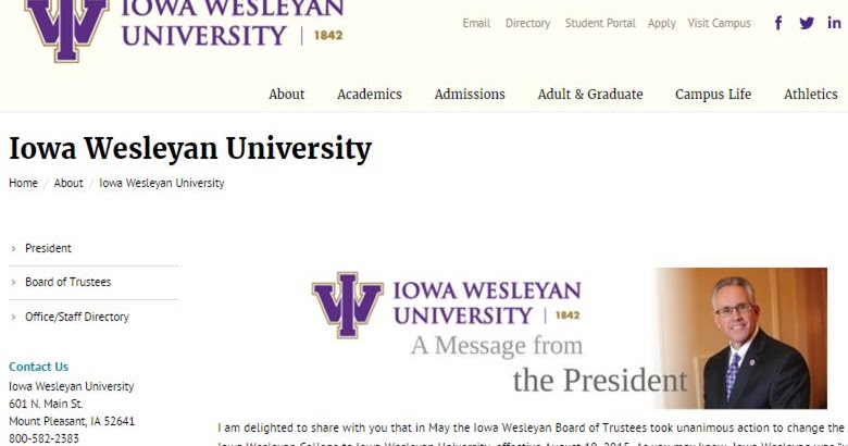 Iowa Wesleyan Changed Its Advert To Iowa Wesleyan University