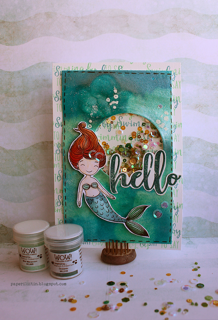 Riikka Kovasin - Paperiliitin: A oceanic hello - Wow Embossing Powder