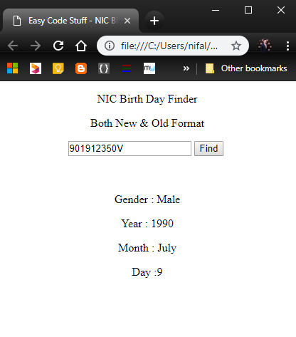 Easy Code Stuff: Finding The Date of Birth Using NIC No and The Logic ...
