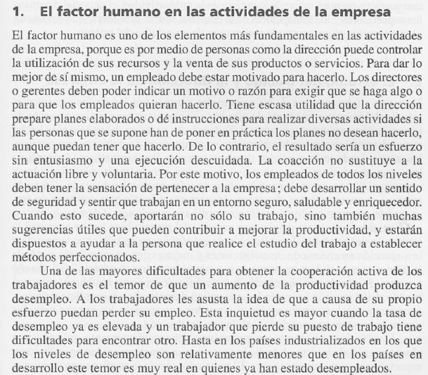 Estudio del Trabajo e Ingenieria de Métodos: El factor humano en las actividades de la empresa (I)