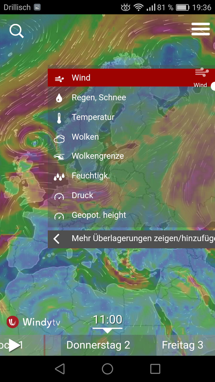 Windytv jetzt voll wischbar