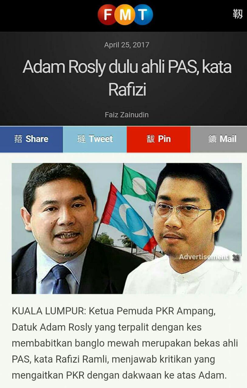 ADAM ROSLY Dulu Adalah Ahli PAS, Kata RAFIZI RAMLI | buletin