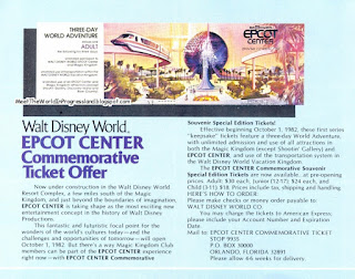 Meet The World: EPCOT Center Pre-Opening Items: Commemorative Ticket ...