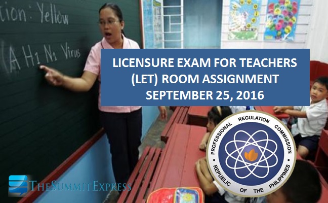 FULL LIST: Room Assignment September 2016 LET Teachers board exam