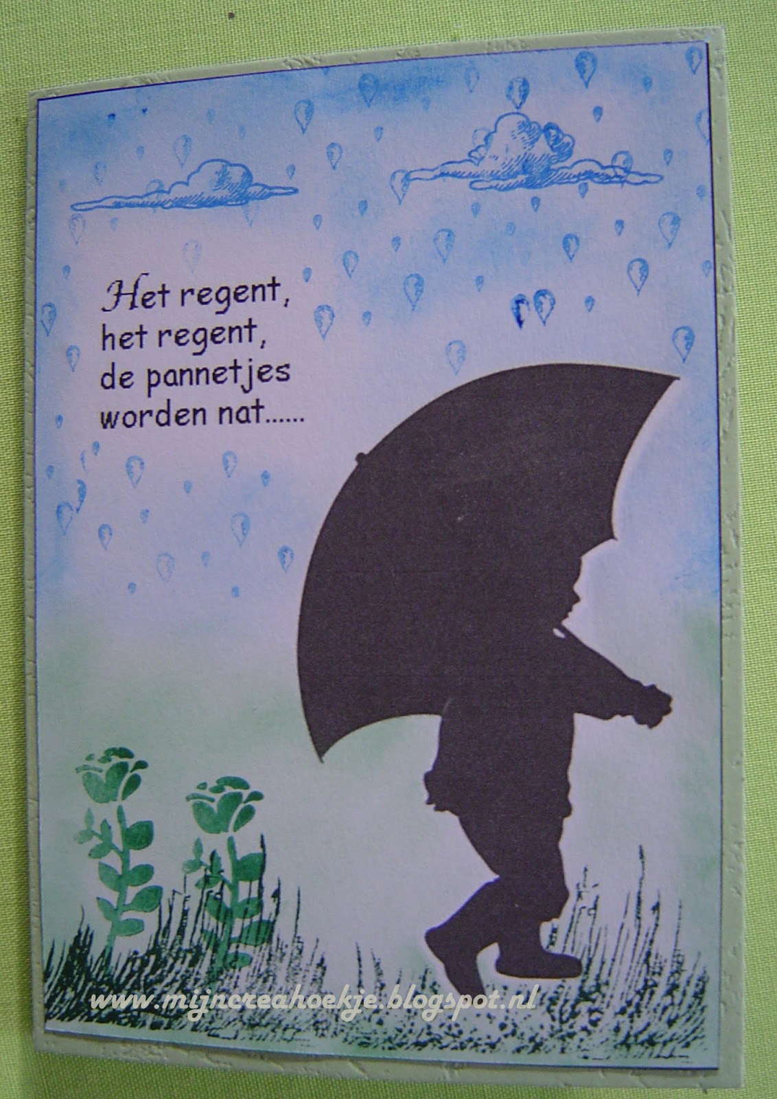 Mijn creahoekje: Het regent, het regent...