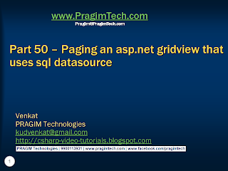 Sql server, .net and c# video tutorial: Part 50 – Paging an asp.net gridview that uses sql ...