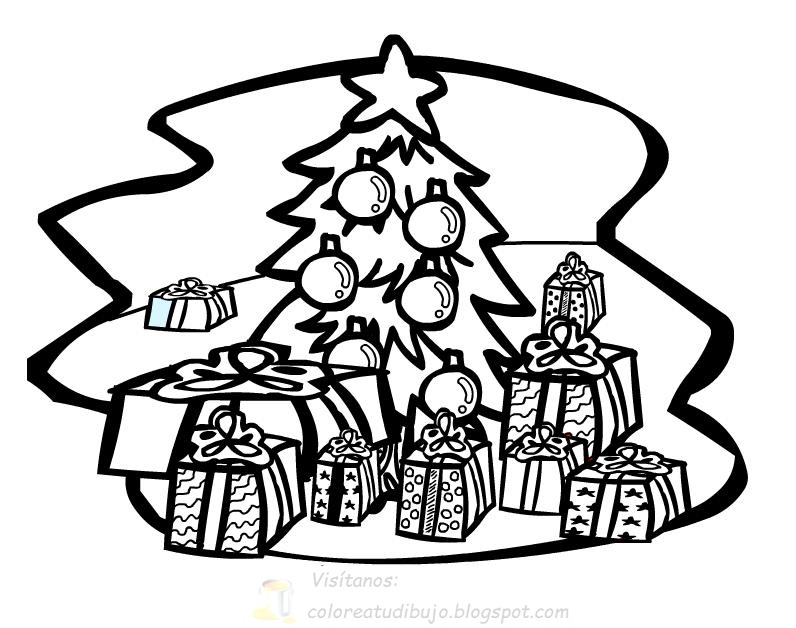 Árbol Navideño con regalos para colorear y pintar - COLOREA TUS DIBUJOS