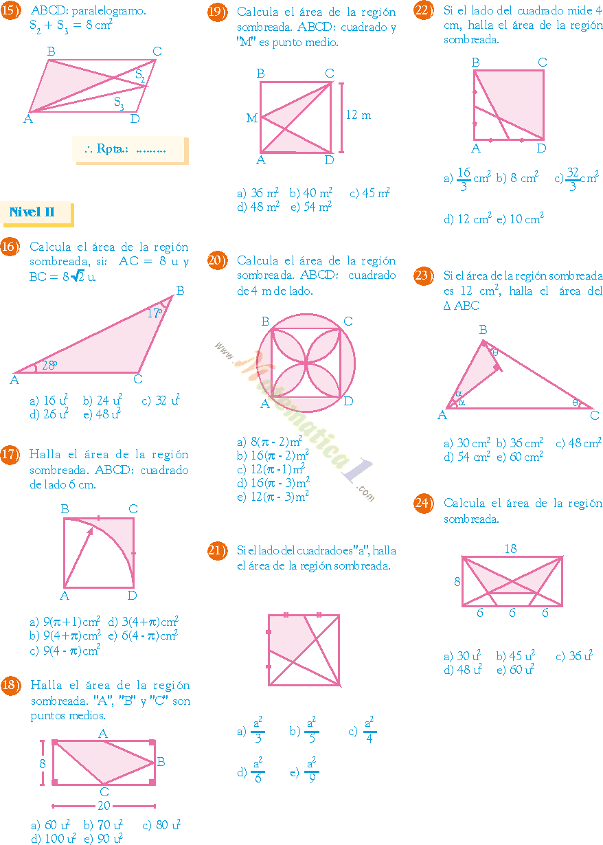 ÁREAS SOMBREADAS EJEMPLOS RESUELTOS Y PARA RESOLVER PDF