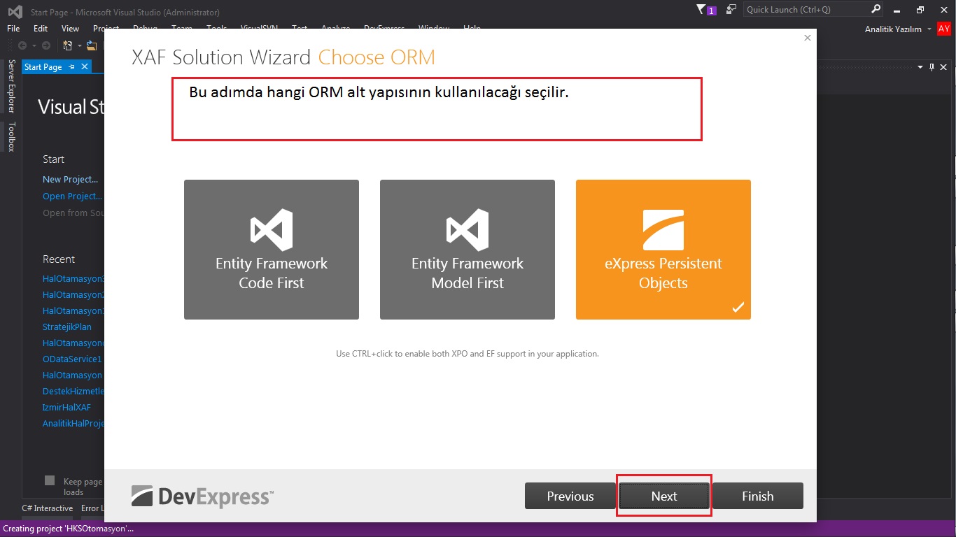 Devexpress XAF ile Yeni Bir Proje Oluşturmak - Programlama